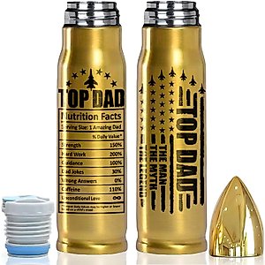 FROOBLEQUIRK 17 Oz Stainless Steel Top Dad Bullet Tumbler – Funny Gifts for Dad, Birthday, Christmas & Father’s Day Gift from Daughter, Son, Wife