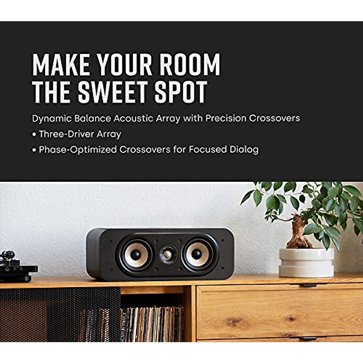 Polk Signature Elite ES30 Center Channel Speaker - Hi-Res Audio Certified, Dolby Atmos & DTS:X Compatible, 1" Tweeter & Two 5.25" Woofers, Dual Power Port for Effortless Bass, Elegant White-Washed