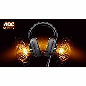 AOC Gaming GH200 Wired Gaming Headset with 2.0 Stereo Sound, Built-in Detachable Microphone, Premium Protein Leather, Integrated Control Panel and 3.5 mm Cable Connection