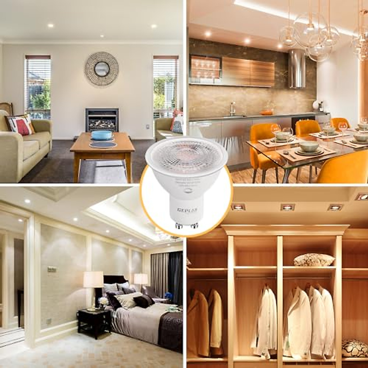 12-Pack GU10 LED Bulbs 6W, Dimmable, 3000K Soft White 582LM, Replacement 50W Halogen Light Bulb for Spotlight Track&Recessed Lighting,No Flickers