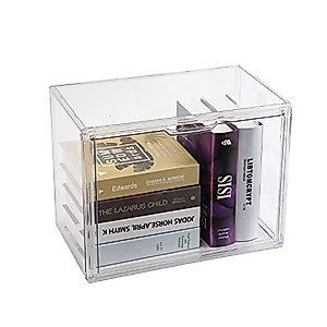 BOHOIDEE Clear Book Storage Organizer for Bookshelf, Plastic Stackable Book Display Case with Magnetic Door, Acrylic Showcase for Toys Handbags, Shoes, Purses