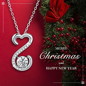 APOTIE Sterling Silver Open Heart Necklace - CZ Pendant Jewelry Gift for Mom Women