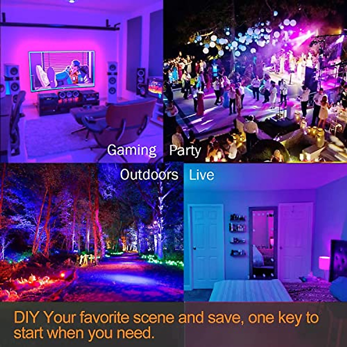 LED Flood Lights RGB Color Changing 300W Equivalent Outdoor, 30W Bluetooth Smart Floodlights APP Control, IP66 Waterproof, Timing, 2700K&16 Million Colors 23 Modes for Landscape Stage Lighting 2 Pack