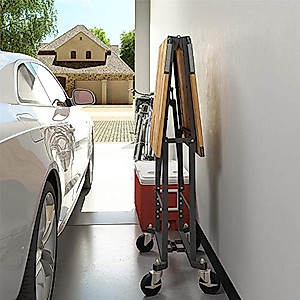 CoscoProducts 66760DKG1E Smartfold Portable Folding, Hardwood Top (400 Pound Weight Capacity, Dark Gray) Workbench Desk, Work, Heath Pine