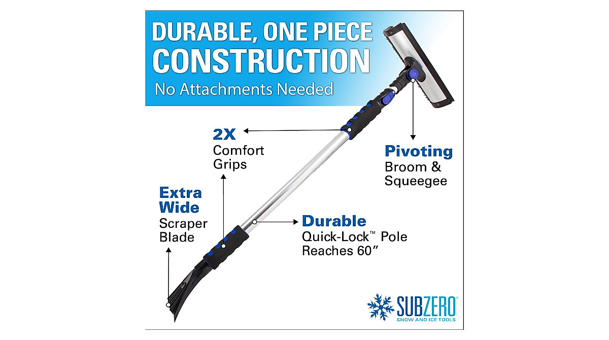 SubZero 80037 Snowbroom: 60" Extendable Ice & Snow Removal Tool