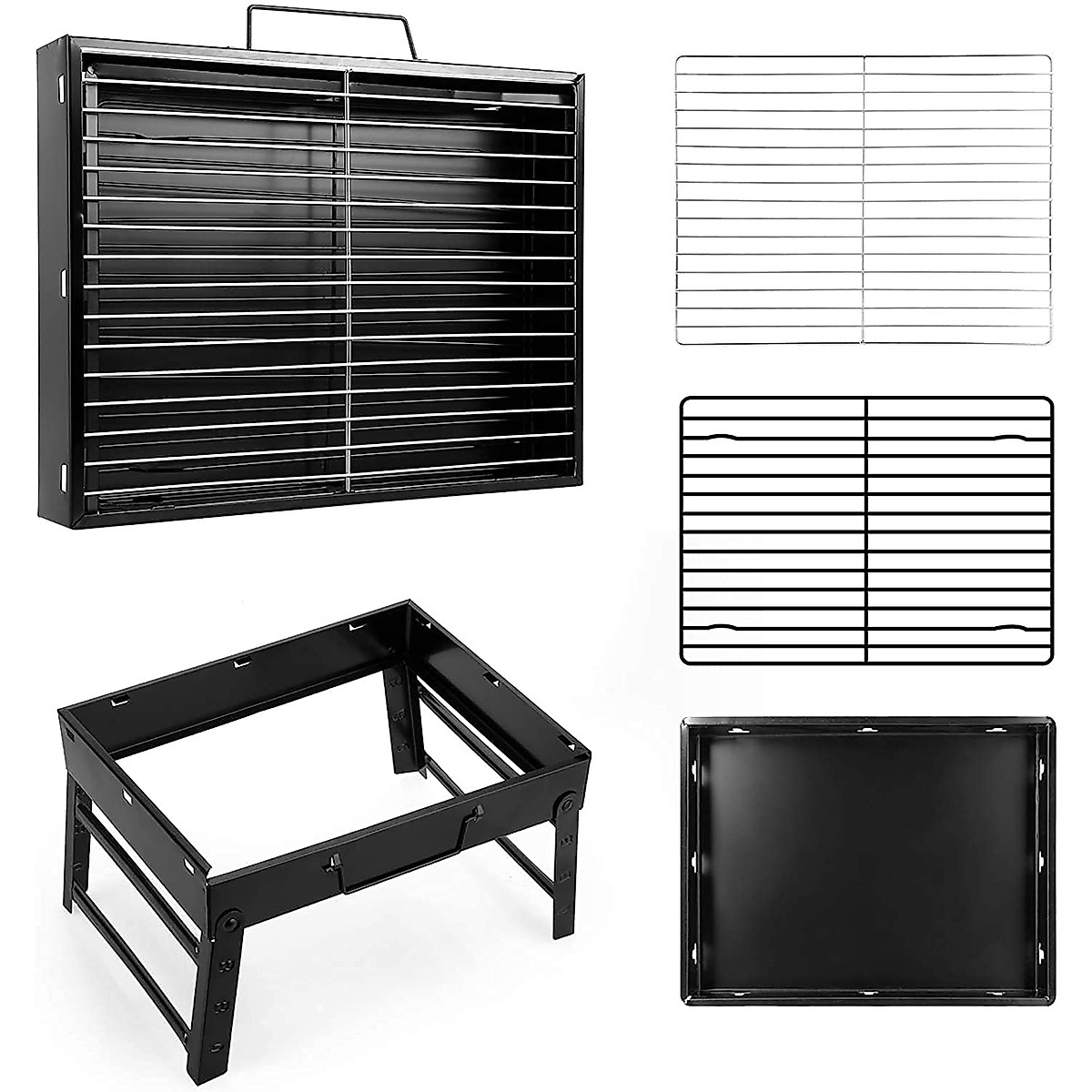 Barbecue Grill Portable BBQ Charcoal Grill Smoker Grill for Outdoor Cooking Camping Hiking Picnics Backpacking