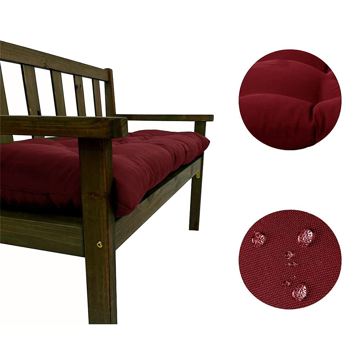 Shapeazy Outdoor/Indoor Waterproof Bench Cushion,Non-Slip Bench Pads with Ties Swing Chair Tatami Cushion,Bench Cushions for Patio Backyard Porch Garden Wicker Furniture (39.4*19.7inch, burgundy)