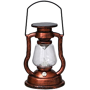 Solar Power Lantern Antique Light Lamp for Garden Patio Umbrella Lamp Tree Pool Pavilion Lawn Porch Decor Camping Lantern Hurricane Lantern (Bronze) Pack 1