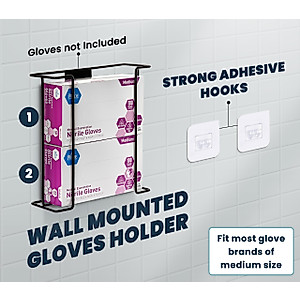 Alpine Industries Double Box Wire Wall Mount Glove Dispenser - Mounted Organizer Rack for Disposable Surgical Glovebox & Tissue Boxes - Hanging Lab & Kitchen Storage (Black, 2 Box)
