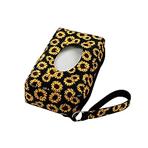 Sunflower Neoprene Wet Tissue Dispenser Case Infant Reusable Stroller Pram Wet Wipes Storage Box Convenient Tissue Case Paper Towel Holder for Travel