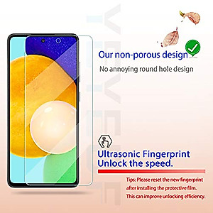 Galaxy A52 HD Clear Tempered Glass Screen Protector + Camera Lens Protectors by YEYEBF, [2+2 Pack] [3D Glass] [Anti-Glare] [Bubble-Free] Screen Protector Glass for Samsung Galaxy A52
