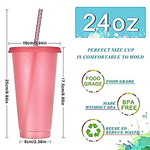 Honeydak Tumbler with Straw and Lid Bulk Water Bottle Iced Coffee Travel Mug Cup Reusable Plastic Cups for Parties Birthdays 24-27 oz (,)