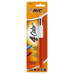 4 Color Ballpoint Pen, Retractable, .7mm, Fine Point, Asst. Ink, Orange Barrel (BICFM11) Category: Ballpoints