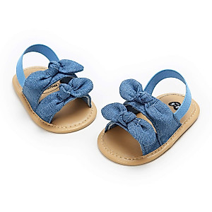 Infant Baby Girls Sandals, Premium Soft Rubber Sole Anti-Slip Summer Toddler Flats First Walkers Shoes Blue
