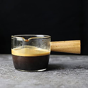 FENINCAFE Thickened Glass with Wooden Handle Espresso Cup Mini Milk Cup Espresso Cup (100ML)