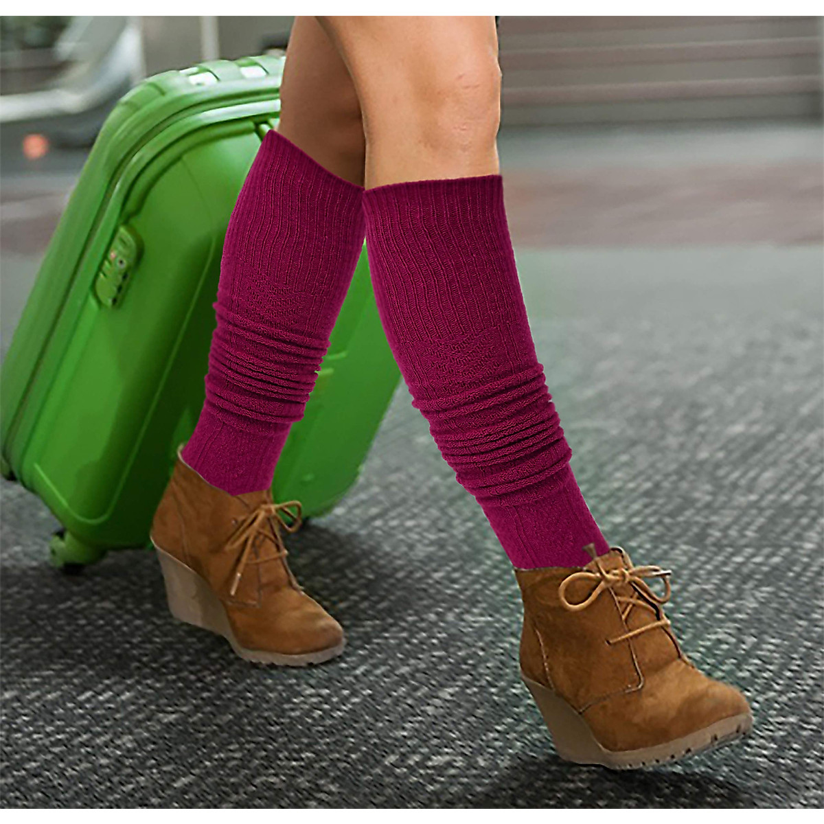 SUMONA 6 pairs Women Wool Cable Knit Knee High/Thigh High/Crew Winter Boot Socks 9-11 (6 Pairs Over Knee High, 9-11)