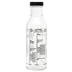 Kolder Salad Dressing Mixer Bottle for Light Recipes, Glass, 13-Ounce, Made in the USA, white