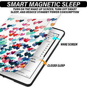 Deokke Compatible with iPad 10.2 inch Case,9th /8th /7th Generation Case(2021/2020/2019) with Pencil Holder Soft TPU Back Case,Auto Sleep/Wake Cover,Cute Aesthetic for Girls Women-Raining Hearts