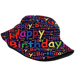 Happy Birthday Bucket Hat Fisherman Hat Beach Travel Sun Hat Outdoor Cap for Unisex Men Women