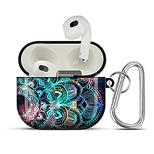 HIDAHE Airpods 3 Case, Airpods 3 Skin, Cute Apple Airpods 3 Case, Luxury Hard Design Protective Airpods 3 Case for Girls Women with Keychain Compatible with Apple AirPods 3 2021 Release, Mandala