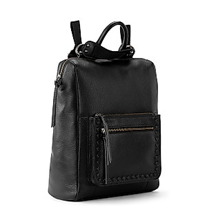 The Sak Loyola Convertible Backpack in Leather, Adjustable Convertible Strap, Black