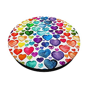 LGBTQ Rainbow Hearts Gay Pride Flag Gay Lesbian Proud PopSockets Swappable PopGrip