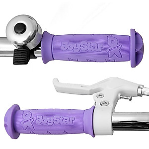 JOYSTAR 20 Inch Girls Bike with Training Wheels, Banana Seat Bike for Girls Ages 7-12 Years Old, Kids' Girls Bicycle with Front Handbrake and Coaster Brakes, Kickstand Included Purple