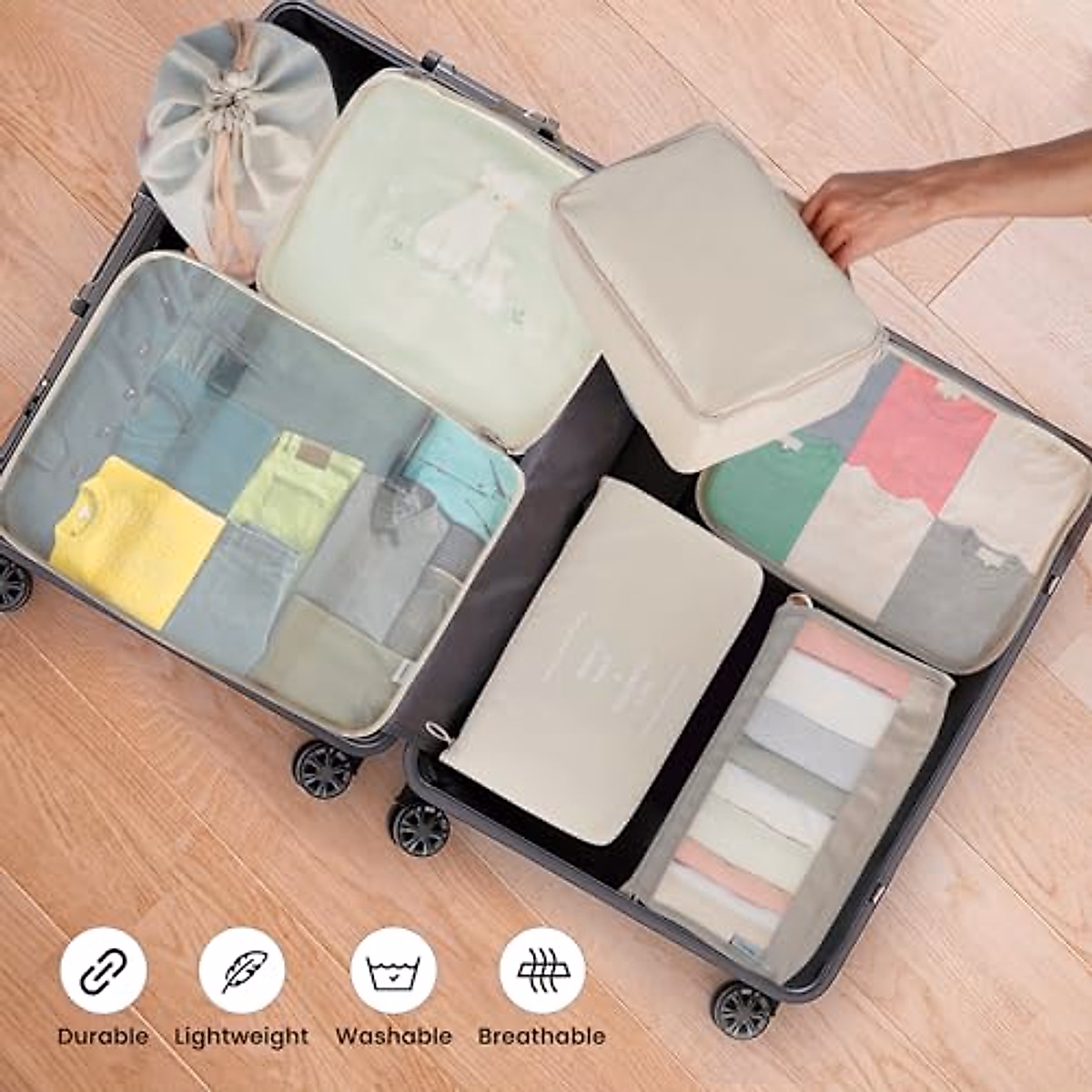 Travel Packing Organizers，7-piece organizer set, travel essentials travel accessories for carry-on luggage, organizer set, travel ba (Mickey)