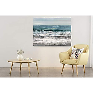 Yihui Arts Large Dinning Room Wall Art Hand Painted Modern Abstract Seascape Canvas Oil Painting Ocean Beach Coastal Picture Artwork for Home Decor