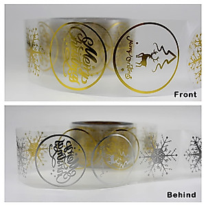 Gold Merry Christmas Stickers Roll Clear Round Christmas Stickers Labels 500 PCS Envelope Seal Stickers 1.5 Inches