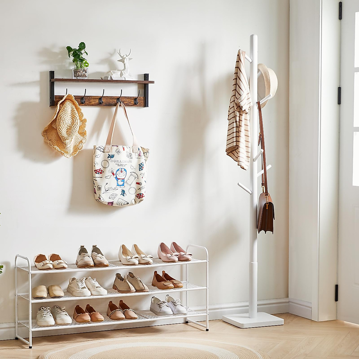 YMYNY Freestanding Shoe Racks, 3 Tiers Stackable & Adjustable Shoe Storage Shelf, Extra Large Capacity Shoe Organizer Stand for 20-24 Pairs, for Entryway, Closet, Bedroom, White, 42.9" L, UHXJ302W