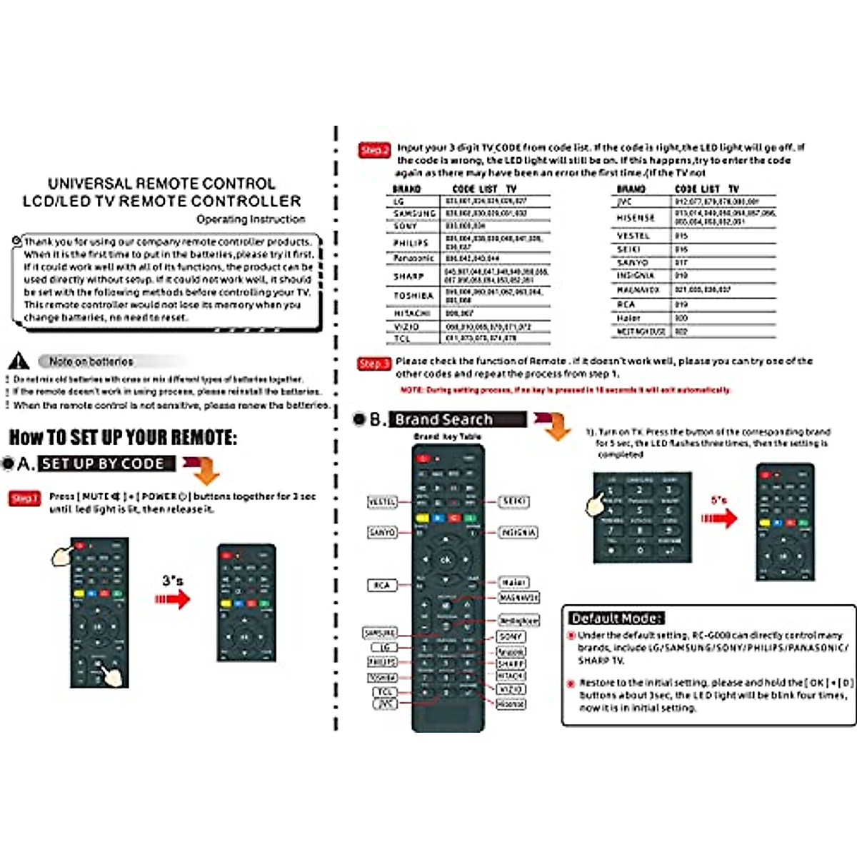 Universal Remote for Samsung,LG, Sony, Sharp, Vizio, Philips, Toshiba, Hitachi, Sanyo, JVC, TCL, Hisense, Vestel, Seiki, Insignia, Magnavox, haier, Panasonic, Smart TVs—Simple Settings Required
