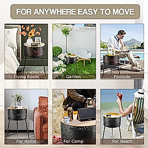 JEROAL Round Side Table Set of 2, End Table with Durable Iron Legs Support, Small Side Accent Table with Storage for Living Room Bedroom Outdoor and Small Space, Easy Assembly.