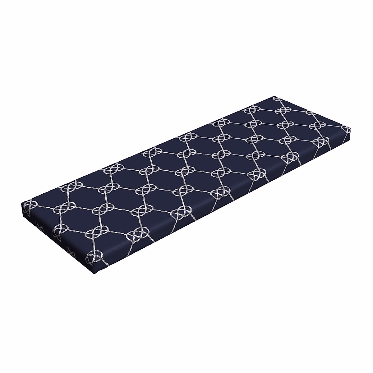 Ambesonne Navy Blue Bench Cushion, Navy Inspired Sailor Knot Rope Pattern Illustration Nautical Abstract Design, Standard Size Foam Pad with Decorative Fabric Cover, 45" x 15" x 2", Blue Cream