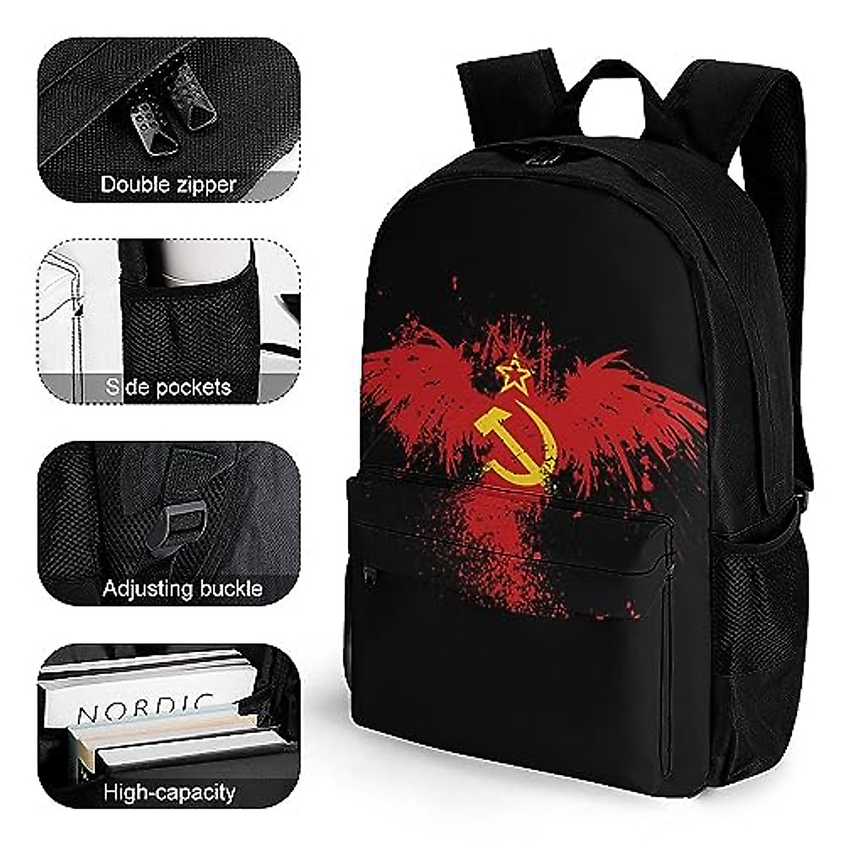 Russia Hammer Flags Hook USSR Sickle Laptop Backpack for Men Women Shoulder Bag Business Work Bag Travel Casual Daypacks