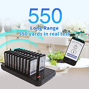 AGJ Restaurant Pager Wireless Calling System Waterproof 20 Beepers Guest Customer Queue Pagers for Food Court Food Truck Church Nursery Clinic Coffee Shop with Buzzer Vibration Flash