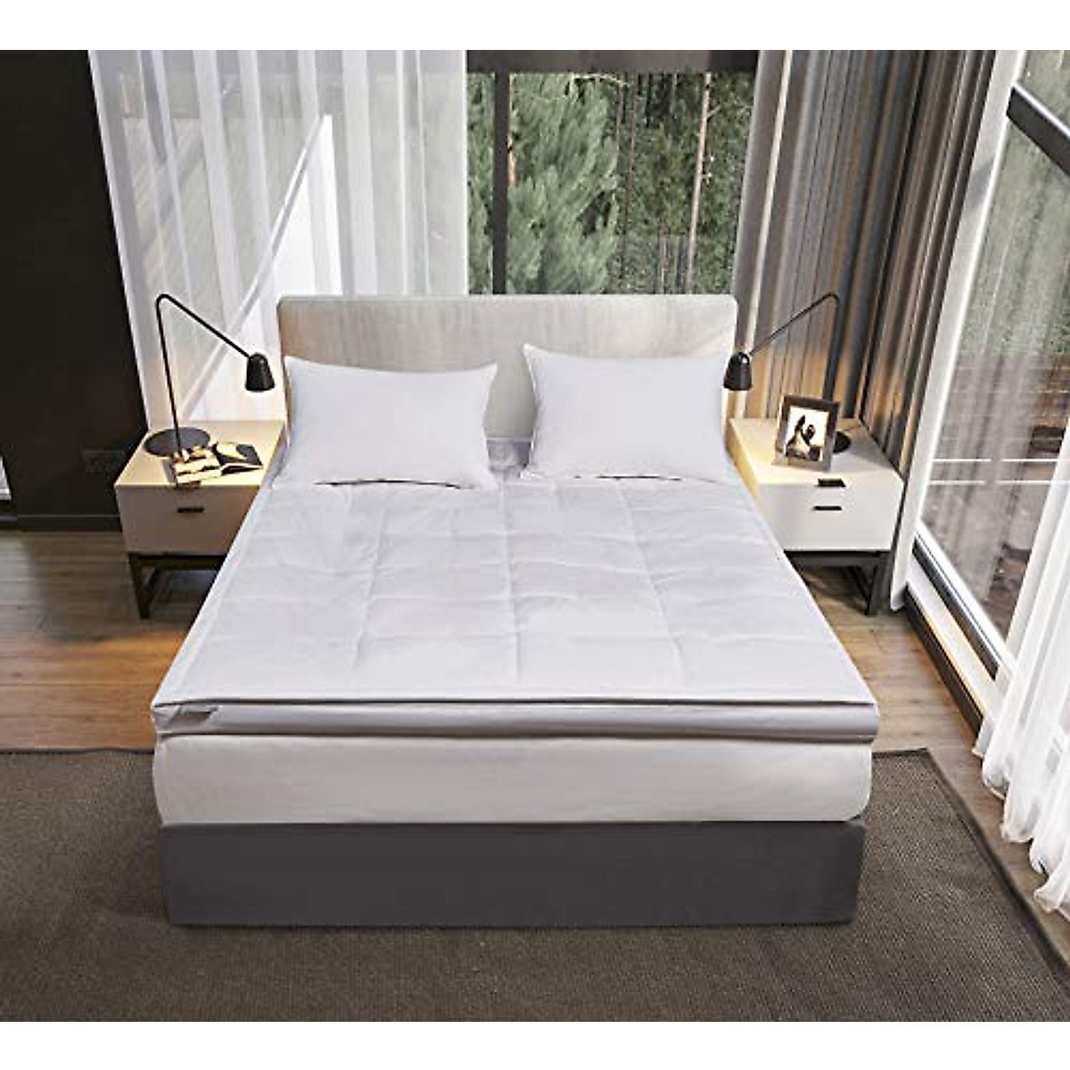Kathy Ireland 233 Thread Count 3 inch White Down Fiber Top Featherbed Mattress Topper-(Full/Queen/King), Twin