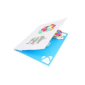 PopLife Flying Elephant and Balloons Pop Up Card for All Occasions - Mother's Day Card, 3D Birthday Pop Up, Baby Shower, Get Well Soon - for Mother, for Daughter, for Wife, for Granddaughter