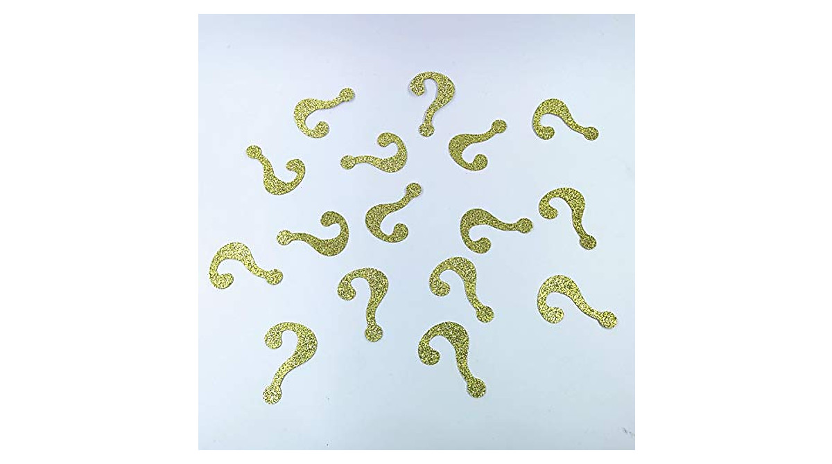 Gold Glitter Question Mark Confetti for Gender Reveal