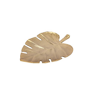 Purestory 10.5 Inch Large Gold Leaf Decorative Serving Tray Platter.Tabletop Display Platter.Centerpiece Platter Tray for Home Decor - Gold