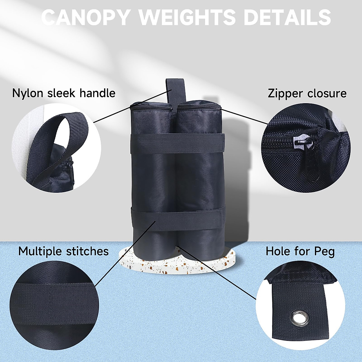 Inlun Outdoor Canopy Weights Leg Weights Sand Bags for Canopy, Patio Umbrella, Outdoor Furniture, 4pcs-Pack (Black)