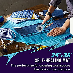 Zoid 18" x 24" Self-Healing Cutting Mat, PVC Grid Mat, Crafting and Sewing Mat for Multiple Projects, Arts and Crafts, Silhouette Cutting, Cyan/Purple BP