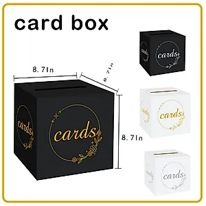 Laroder 1 Pack Black Card Box Wedding Card Box Graduation Card Box Holder Card Box for Party Baby Bridal Shower Funeral Retirement Gold Card Box Cardboard Birthday Card Box Raffle Box