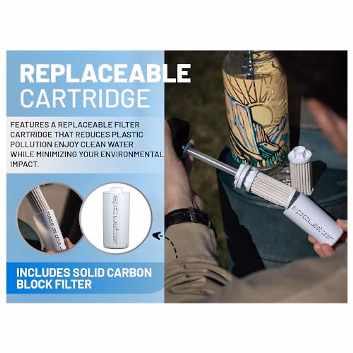 Epic Water Filters The Answer | Water Bottle Filter System Compatible with Hydro Flask/Yeti/Iron Flask/Simple Modern/Hydro Cell | USA Made Filter Removes 99.9% of Tap Water Contaminants