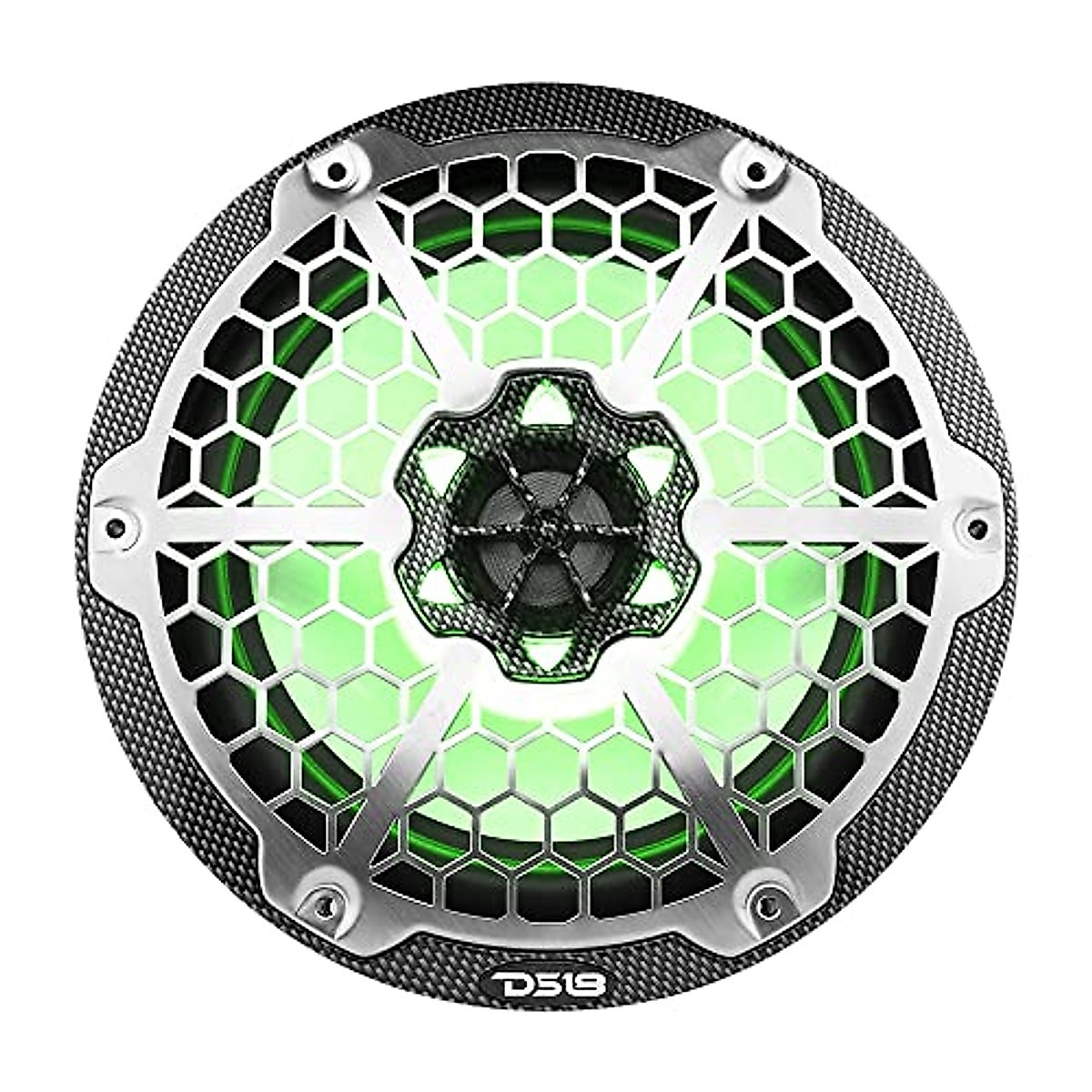 DS18 HYDRO CF-8M - High End Carbon Fibre Coaxial Speaker Pair - 2-Way Marine Speaker w/ Integrated RGB Lights - 450 Watt - 100% UV Stable - Water Resistant Speakers - 8 Inches