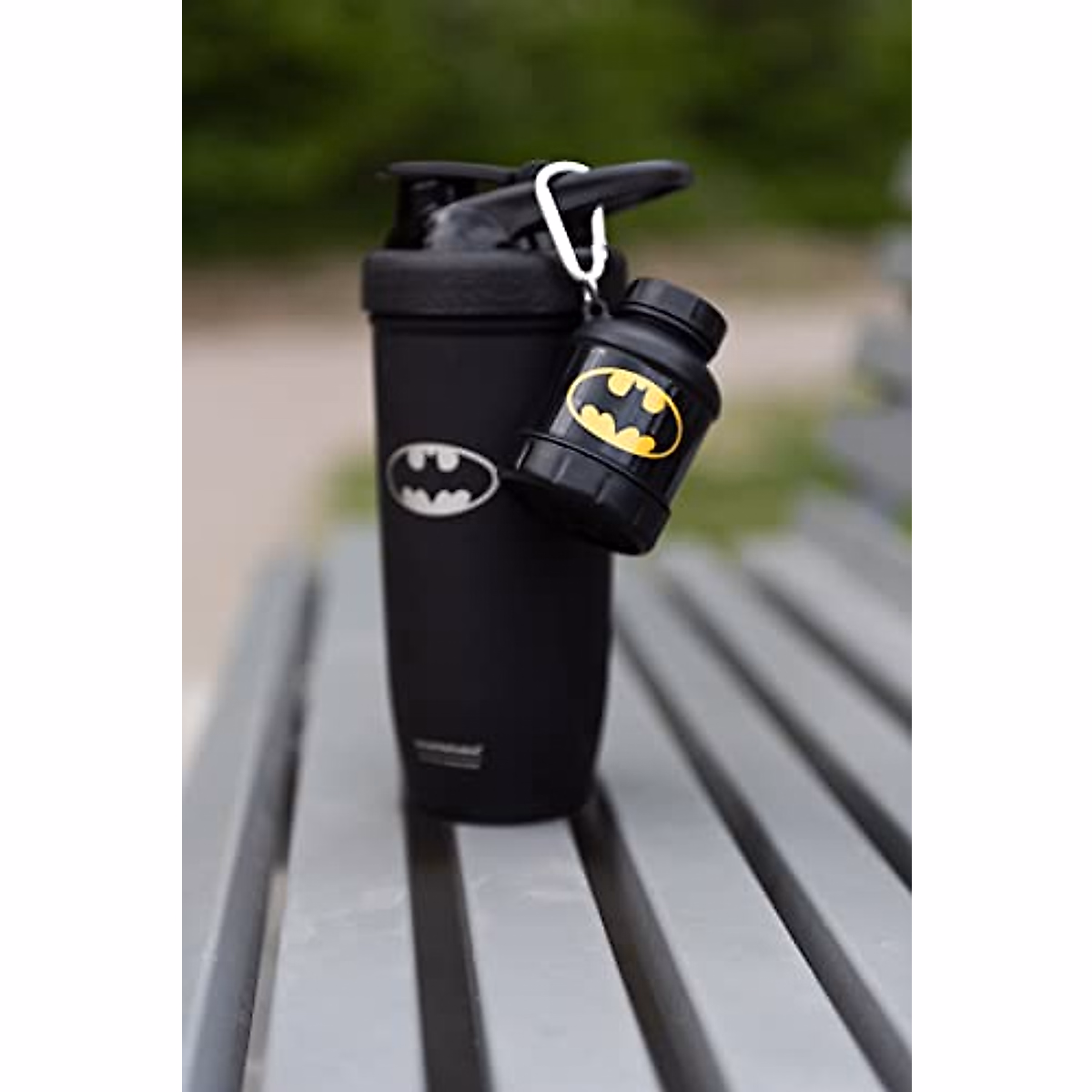 Smartshake Justice League Whey2Go Batman Protein Powder Storage Container 50g – BPA Free Shaker Bottle Funnel for Whey Protein Powder + Protein Shakes 110ml, DC Comics Batman Gifts for Men