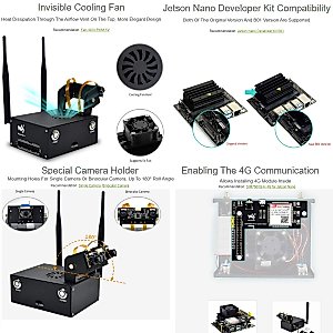 waveshare Metal Case (C) Enclosure for Jetson Nano Developer Kit and B01 Version with Camera Holder,Reset,Power Buttons Compatible IMX219 Series Camera,Wireless-AC8265,Cooling Fan