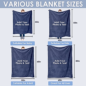 Aeekdook Custom Blanket with Picture, Picture Blankets Customized for Wedding Birthday Anniversary, Custom for Him Her, Picture Blankets Customized(1 Photo with Text)