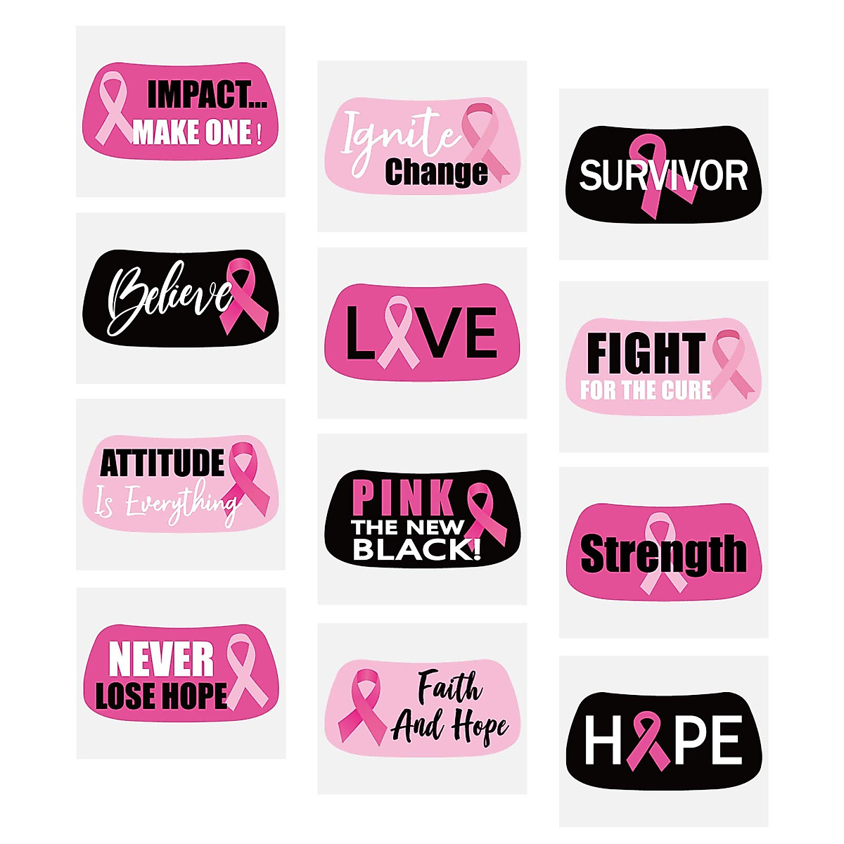 Breast Cancer Awareness Face Tattoos Temporary - Pink Ribbon /Walk/Football/Run/Fundraising Giveaways Favors 144Ct