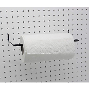 Paper Towel Holder for Pegboard, Extendable, Fit Any Standard Pegboard, Pegboard Organization Accessory Hook for Workshop, Garage, Kitchen, Laundry Room, Bathroom 4 Packs, Black (4 PCS)